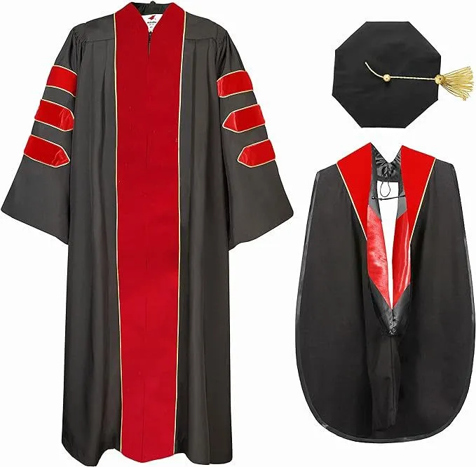 Deluxe Doctoral Graduation Tam, Gown & Hood Package - Graduation Cap ...